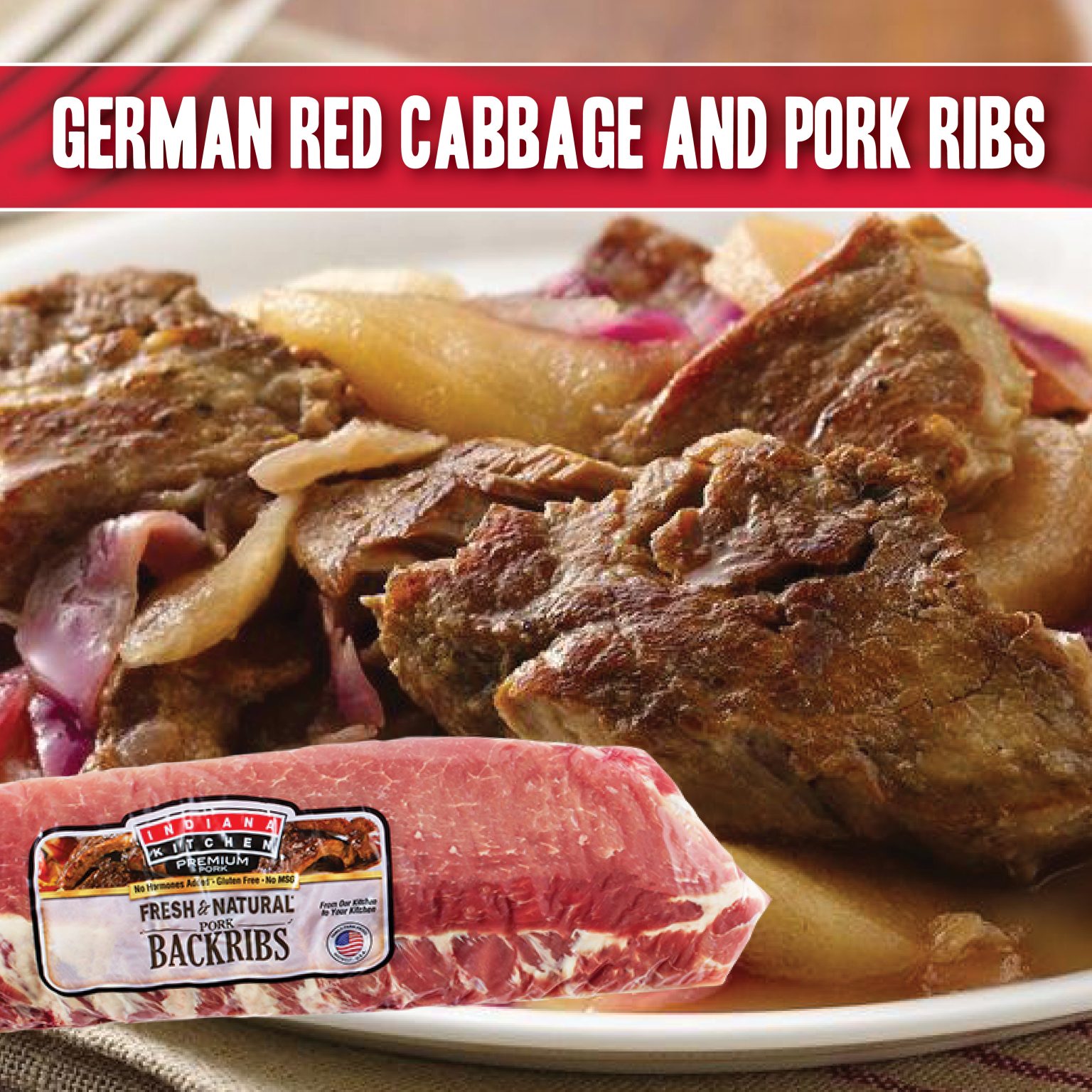German Red Cabbage and Pork Ribs | Indiana Kitchen® Brand Pork Products